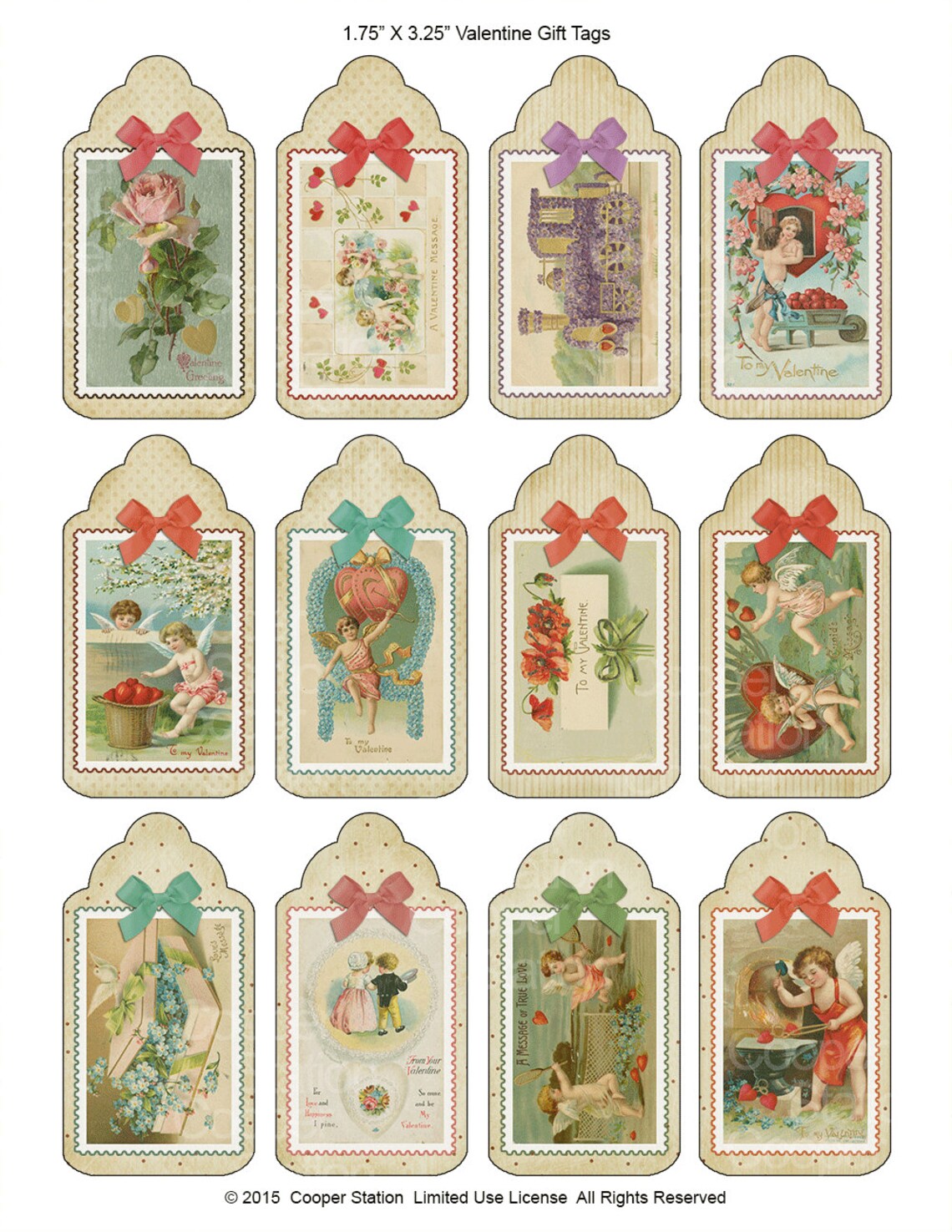 Digital Printable Victorian Style Valentine Gift Tags | Etsy