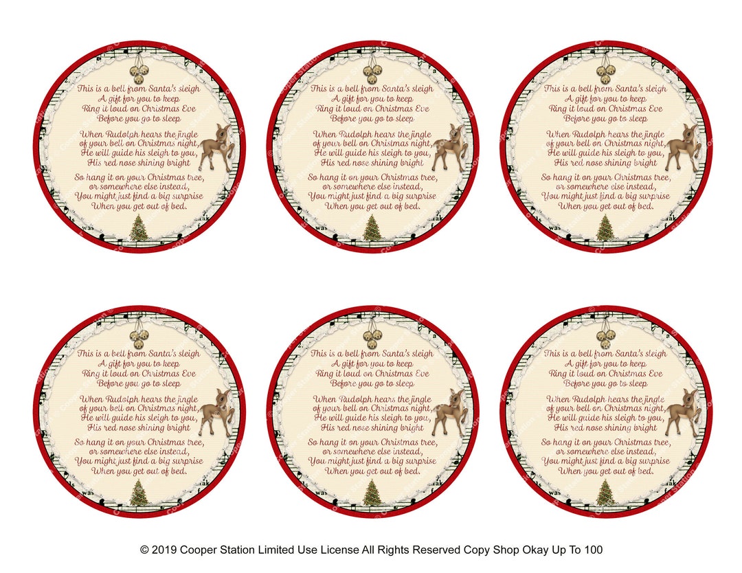 Santas' Bell Tag - Merry Christmas Bell - Label - Tag - Etsy