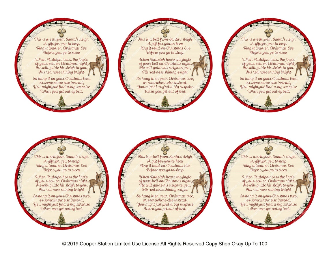 Santas' Bell Tag - Merry Christmas Bell - Label - Tag - Etsy