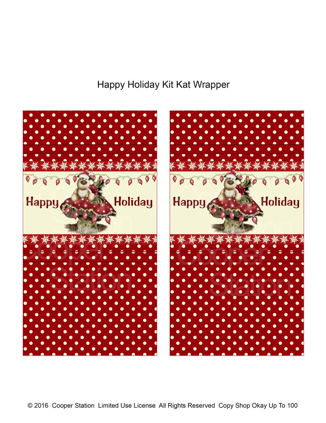 Digital Printable Happy Holiday Kit Kat Chocolate Bar Wrapper ...