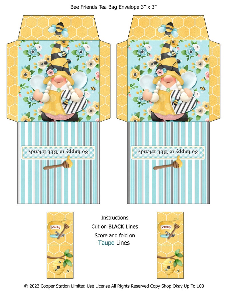 Friends Digital Tea Bag Wrappers Gnome Tea Wrapper Bees - Etsy