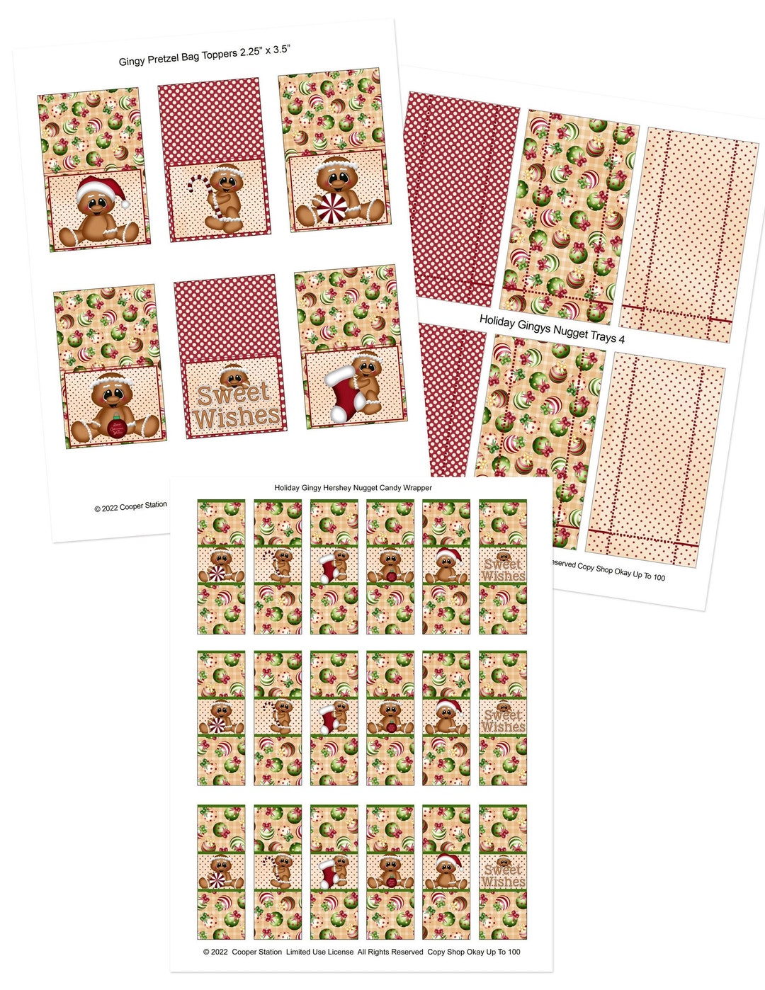 Digital Printable Chocolate Nugget Holiday Candy Wrapper Set ...