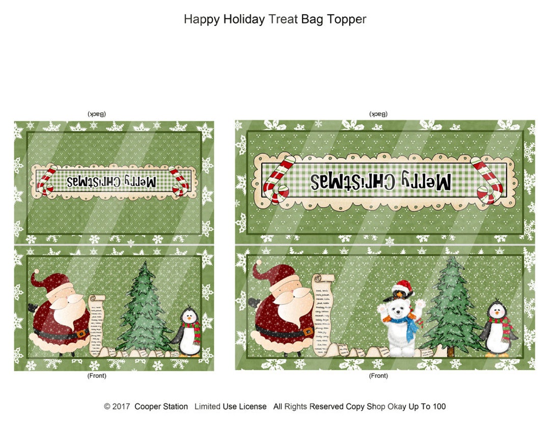 Digital Printable Bag Topper Merry Christmas Theme - Etsy