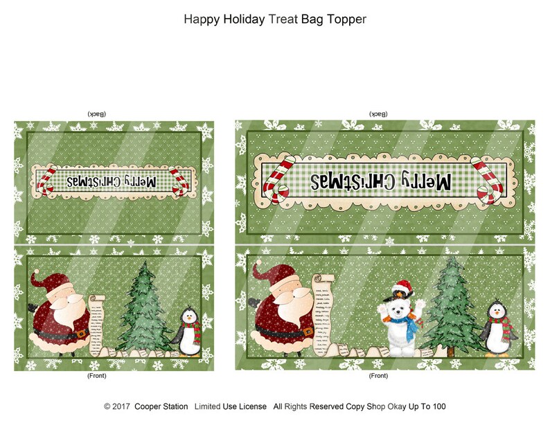 Digital Printable Bag Topper Merry Christmas Theme - Etsy