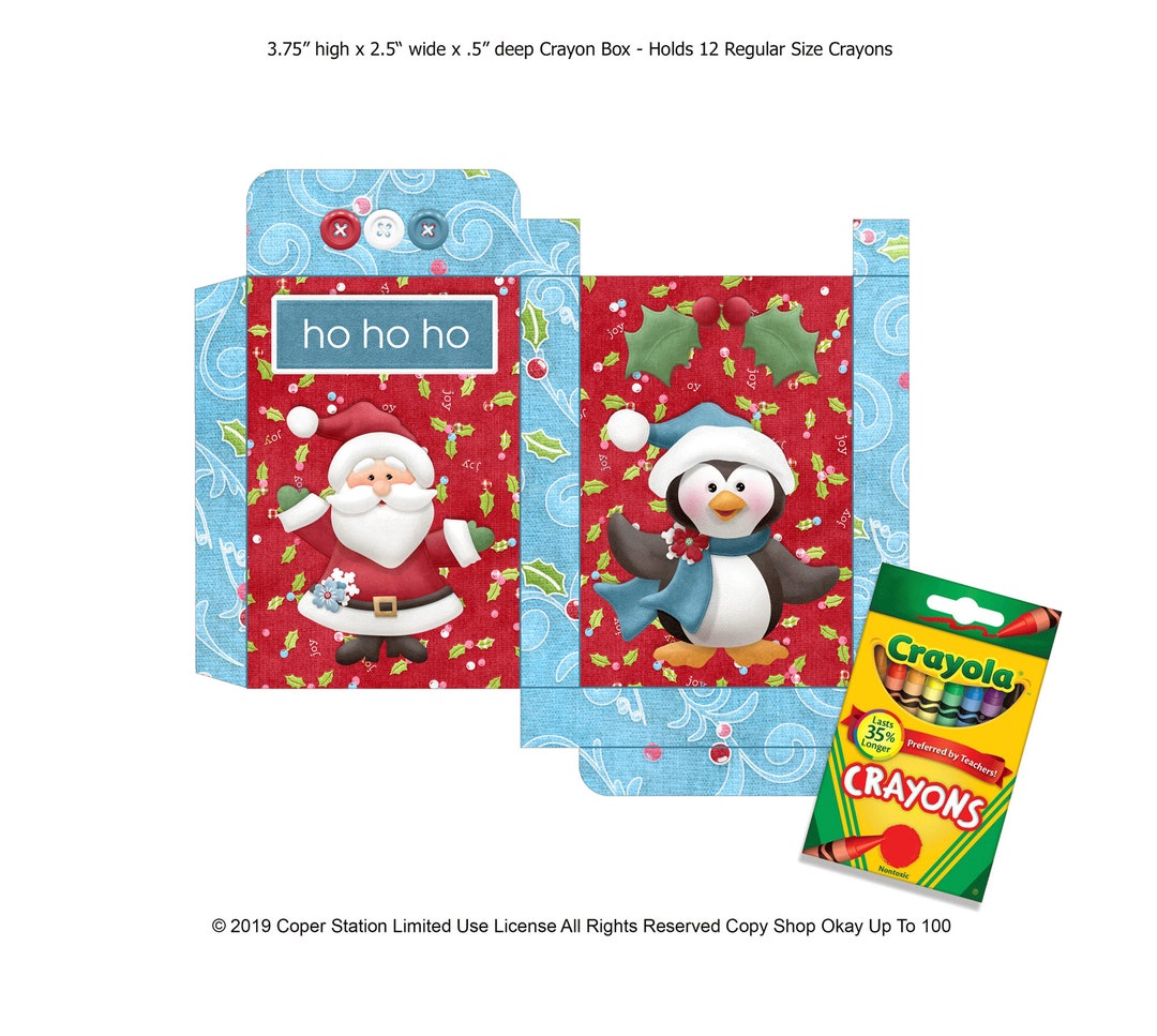 Digital Printable Christmas Crayon Box - Christmas Treat Box - Penguin ...