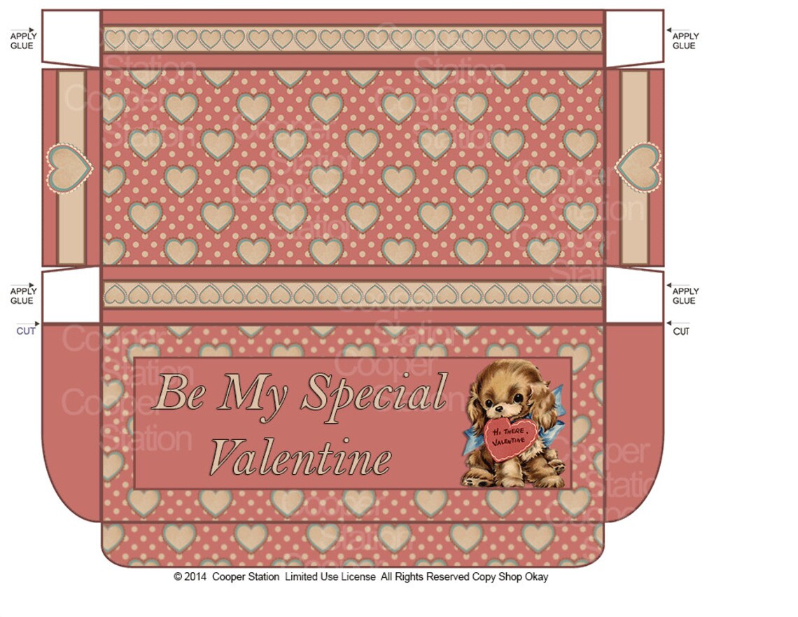 Digital Printable Vintage Style Valentine Candy Box - Etsy