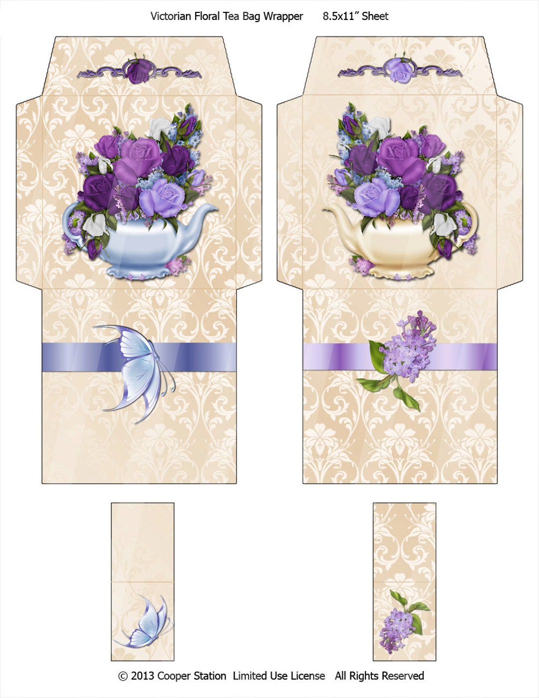 Digital Tea Wrapper Victorian Floral Design - Etsy