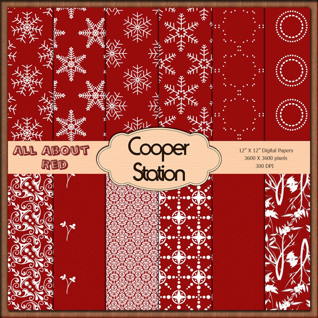 Digital Printable Paper Pack in Shades of Red - Etsy