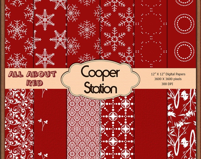 Digital Printable Paper Pack in Shades of Red - Etsy