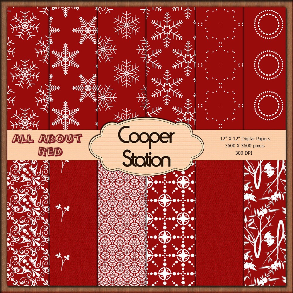 Digital Printable Paper Pack in Shades of Red - Etsy