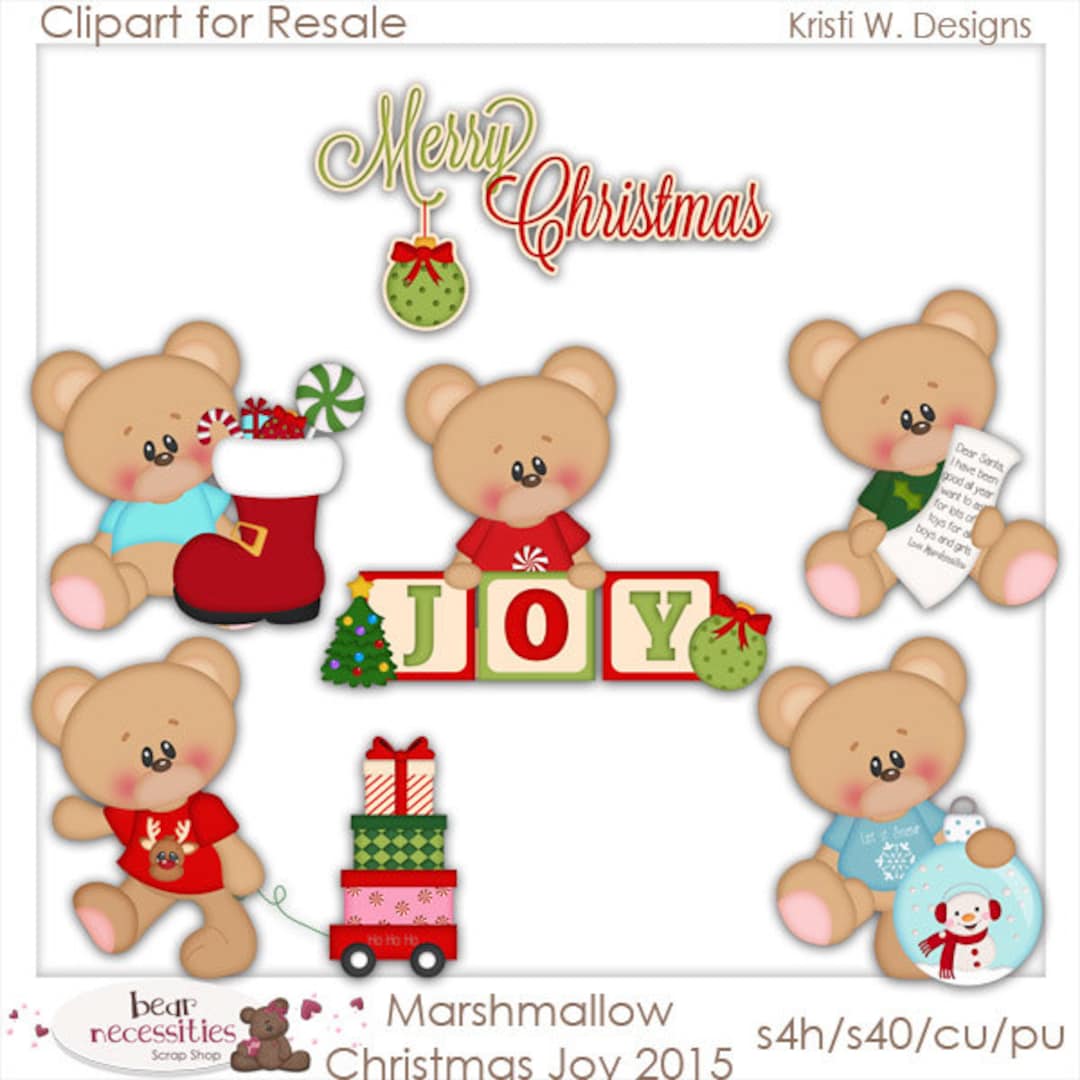 Digital Clipart - Bear Clipart - Christmas Clip Art - Kristi W Designs ...