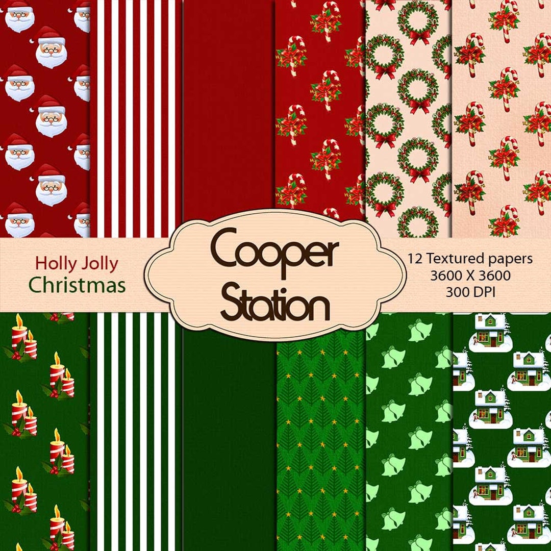 Digital Printable Paper Pack - Holly Jolly Christmas Theme - Etsy