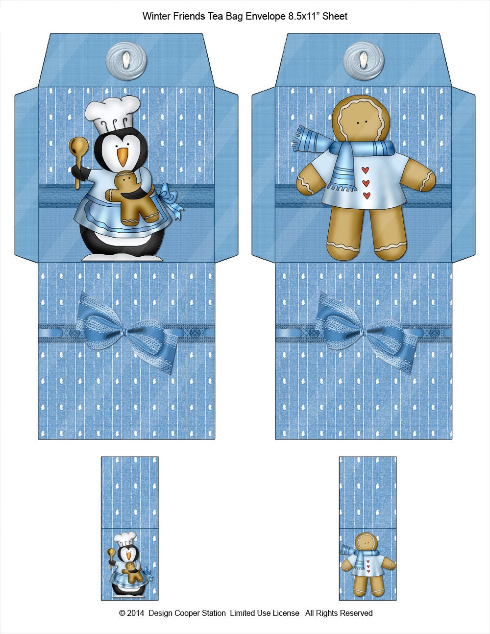 Digital Printable Tea Wrappers Winter Friends Theme - Etsy