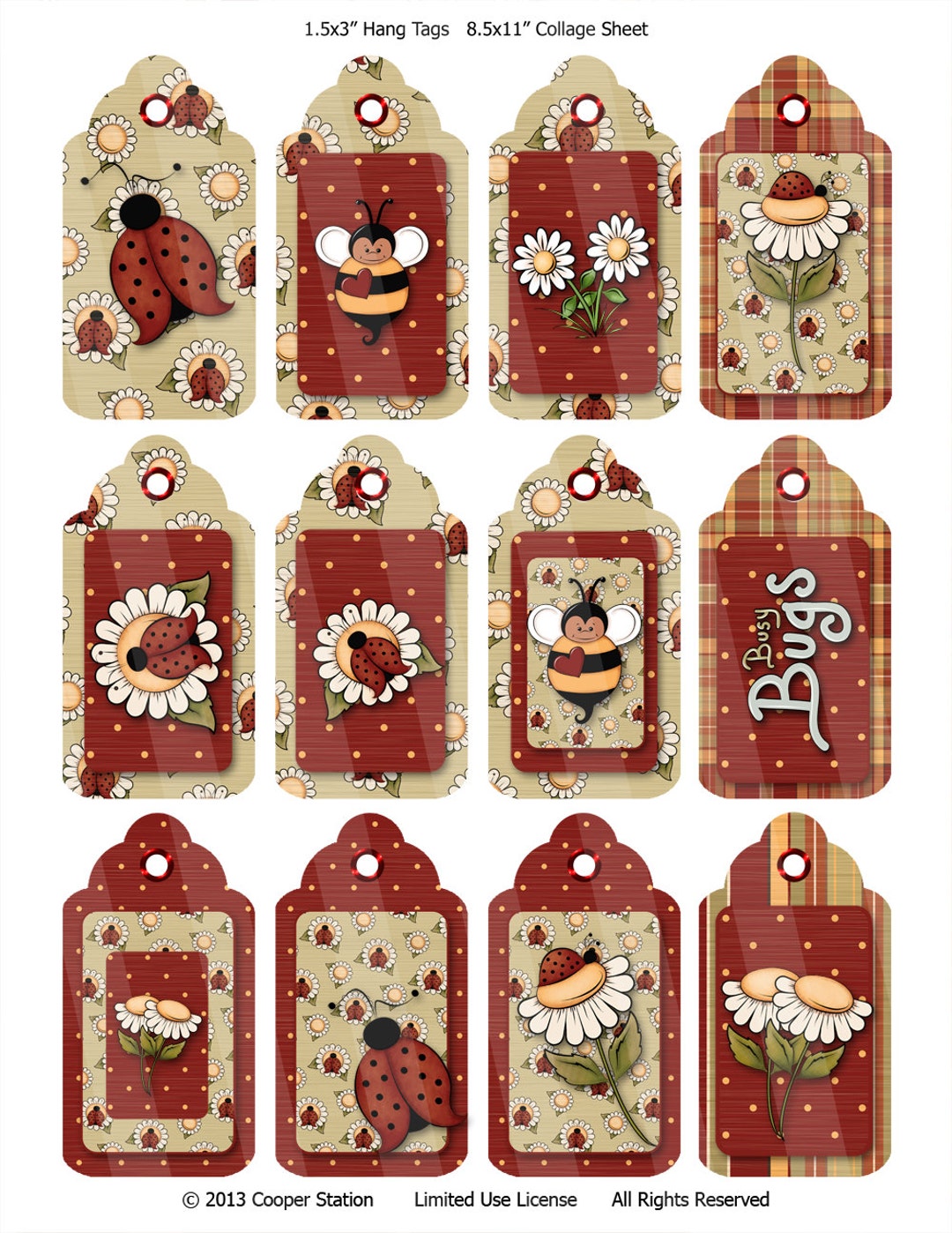 Diy Fun Ladybug Digital Tags - Etsy