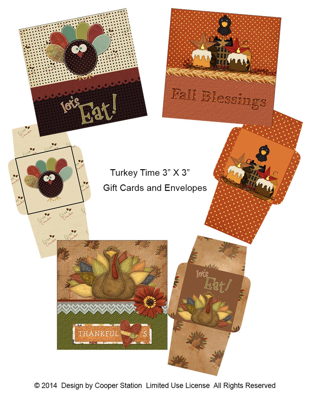 Digital Printable Fall Note Card or Gift Cards Thanksgiving Theme - Etsy