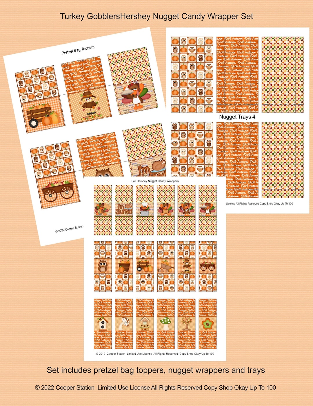 Digital Printable Nugget Holiday Candy Wrapper Set - Thanksgiving ...