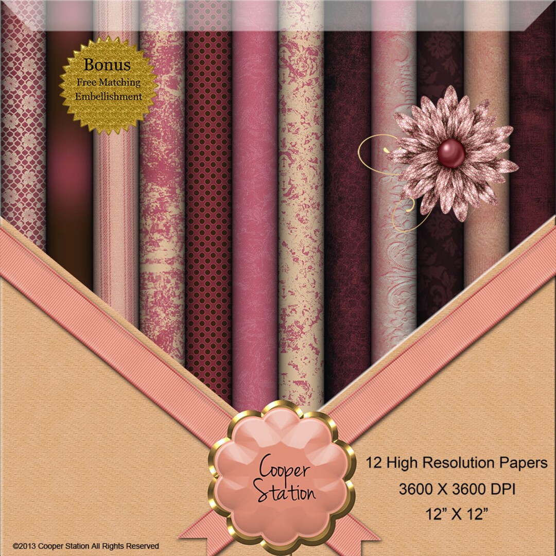 DIY Chocolate Raspberry Grunge Digital Paper Pack DP018 - Etsy