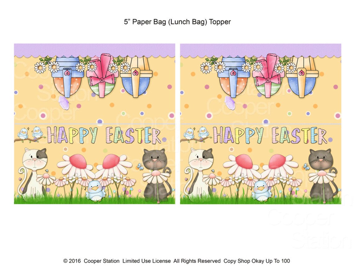 Printable Digital Large Paper Bag Topper Five Inches Wide | Etsy