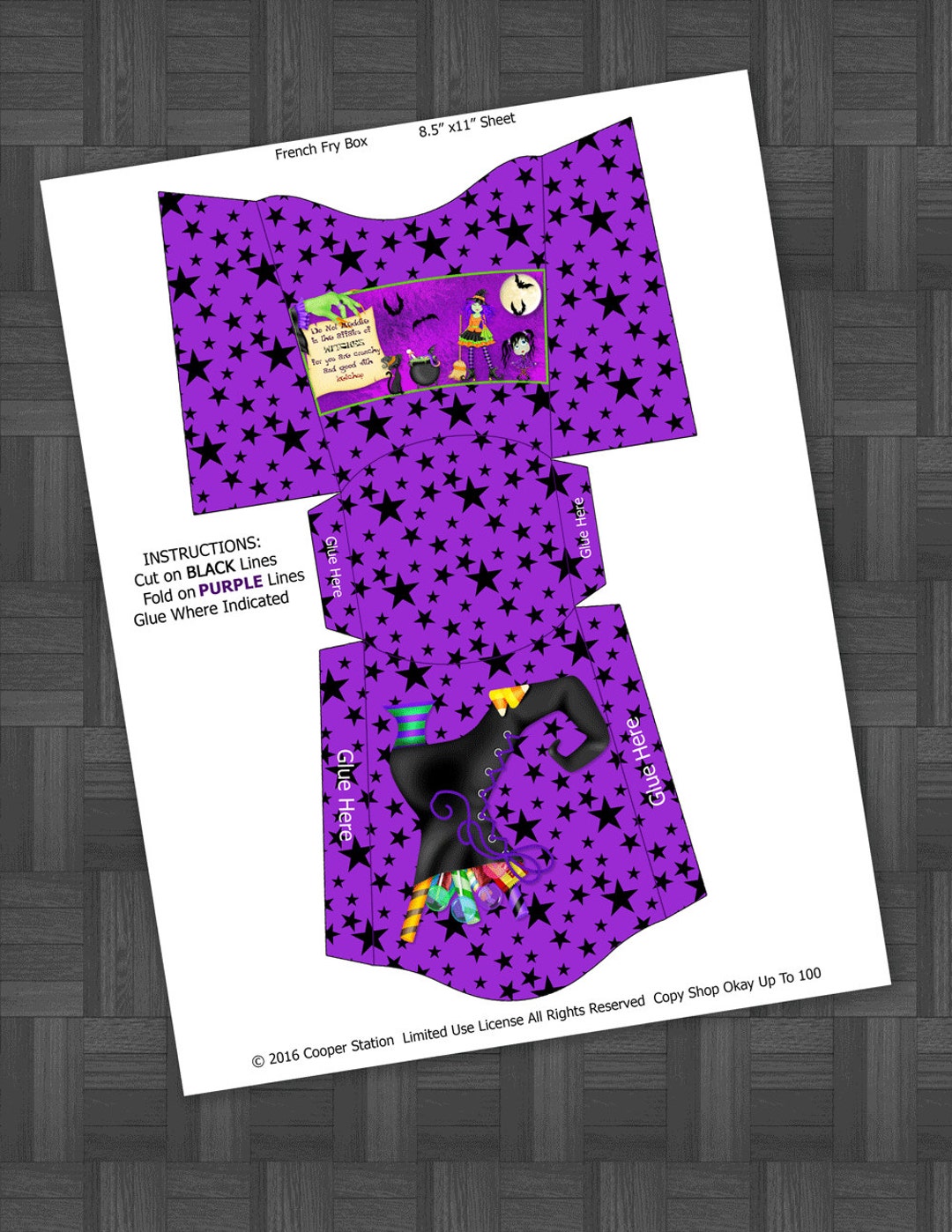 Digital Printable French Fry Box - Halloween French Fries Holder ...