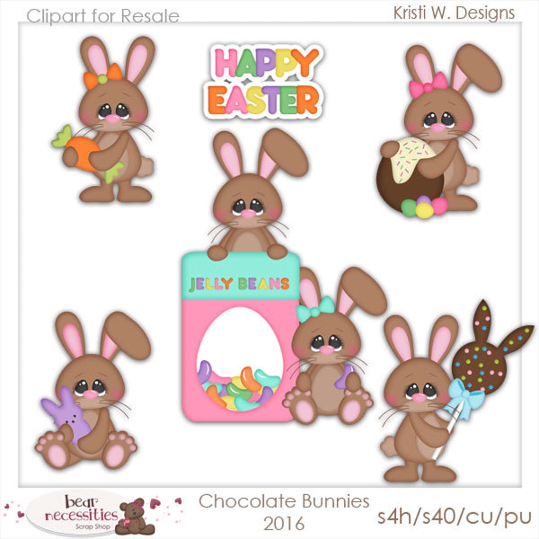 Clipart - Chocolate Bunny -easter Clipart - Kristi W Designs - Etsy