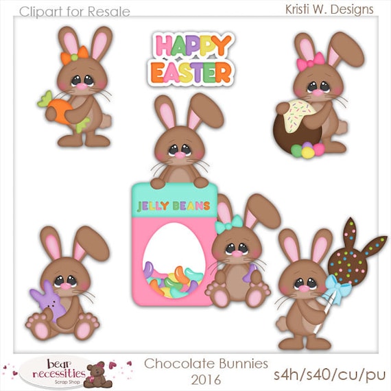 Clipart Chocolate Bunny easter Clipart Kristi W Designs | Etsy