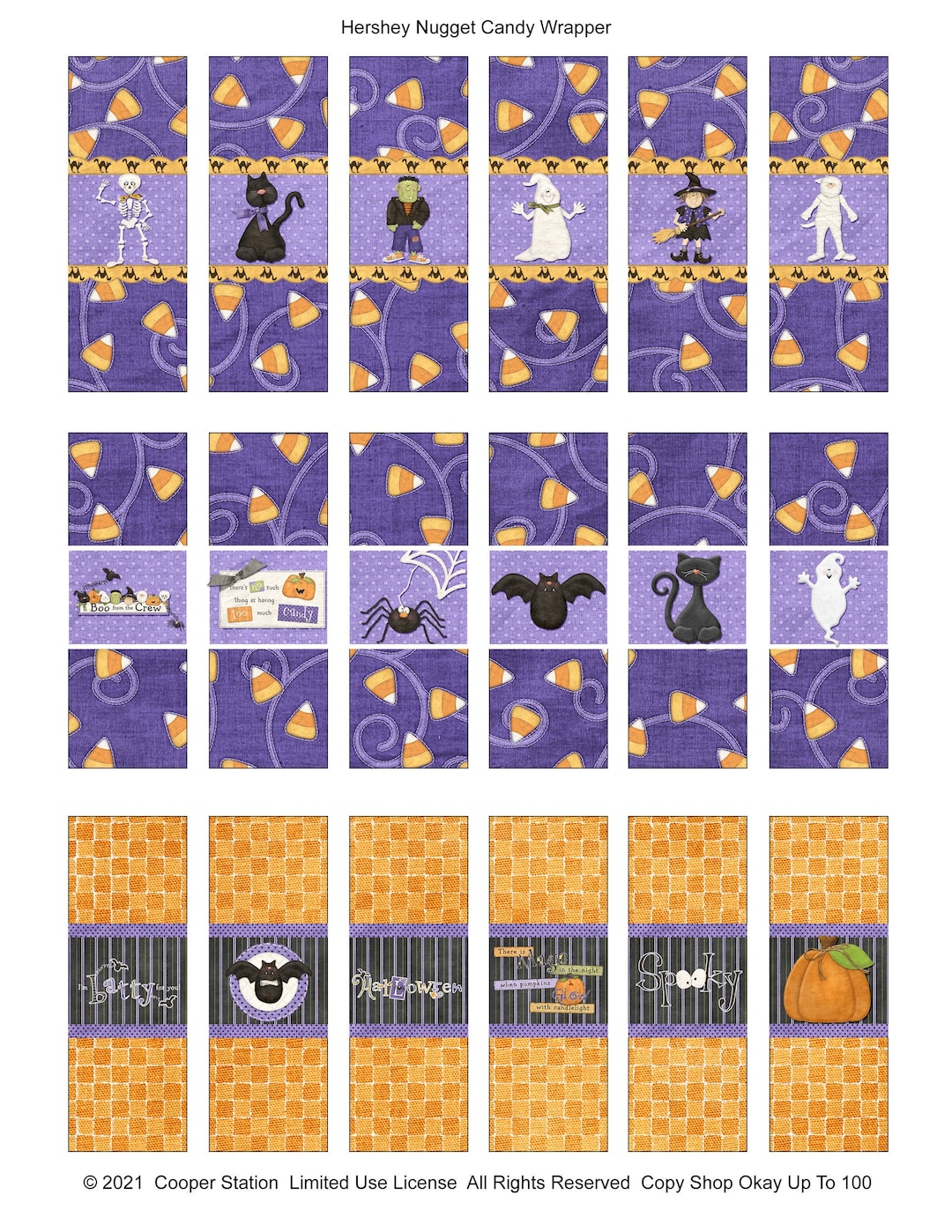 Digital Printable Chocolate Nugget Halloween Candy Wrappers - Trick or ...