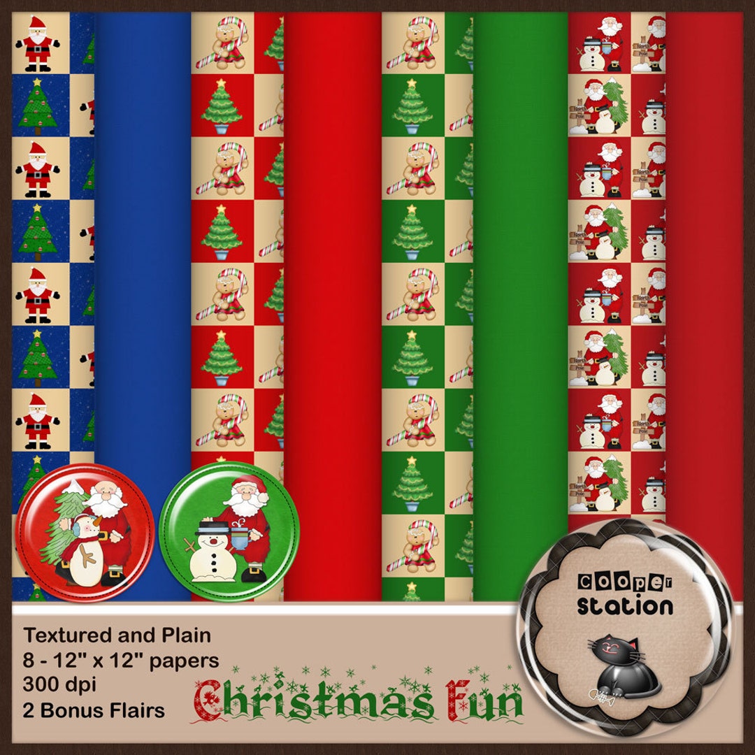 Digital Printable Christmas Scrapbook Paper Pack - Santa - Snowman ...