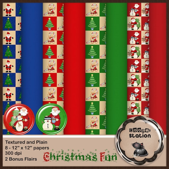 Digital Printable Christmas Scrapbook Paper Pack Santa | Etsy