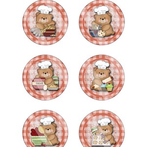 DIY Baking Bear Digital Images 2.25 Inches for Magnets or Mirrors MR001 ...