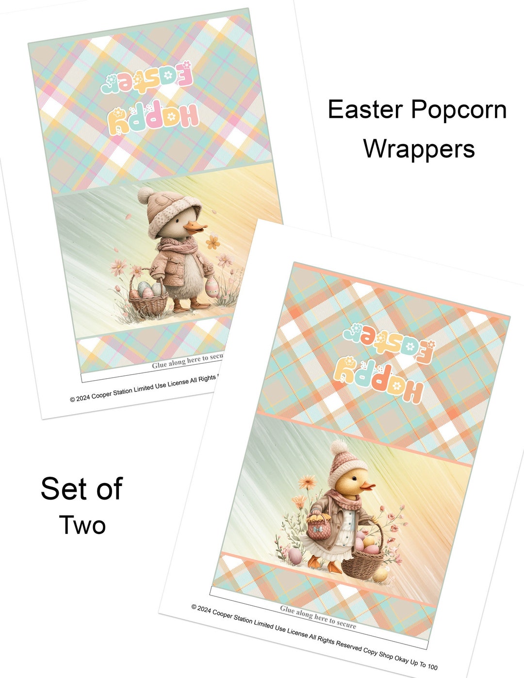 Digital Printable Easter Ducks Popcorn Wrapper Set - Instant Download ...