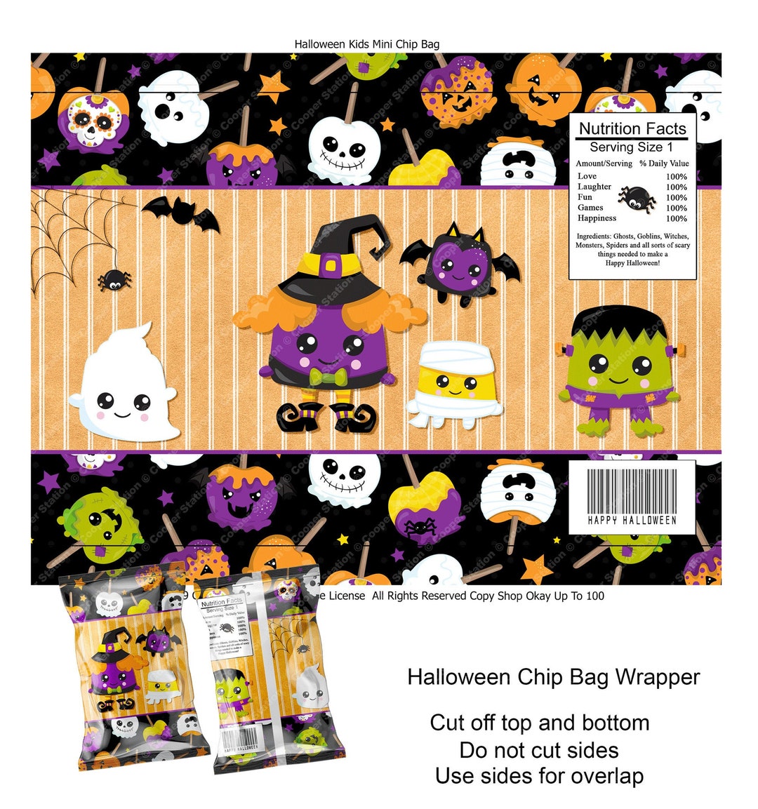 Printable Digital Halloween Chip Bag - Treat Bag - Chip Bag - Mummy ...