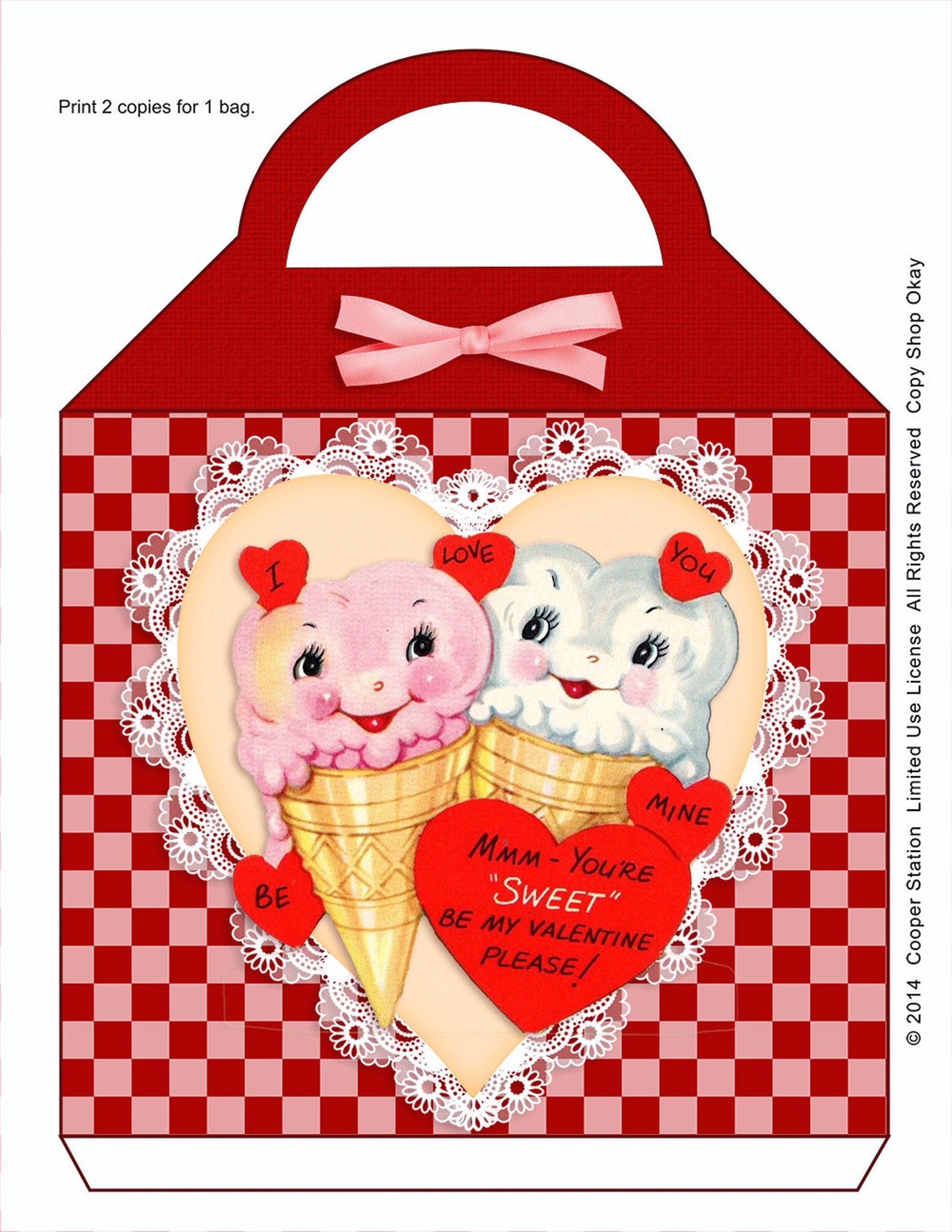 Digital Printable Valentine Gift Bag - Etsy