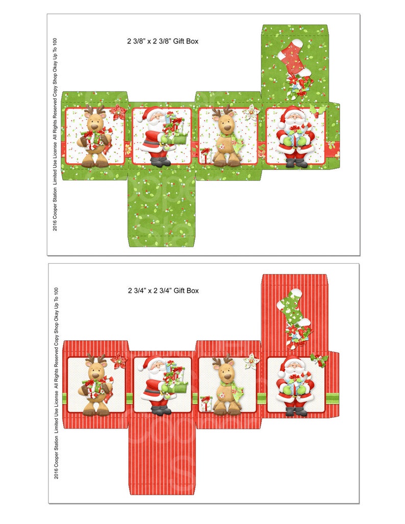 Digital Printable Small Square Christmas Box Set of Two - Etsy