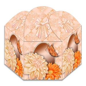 Digital Gift Box Peach Damask Floral - Etsy