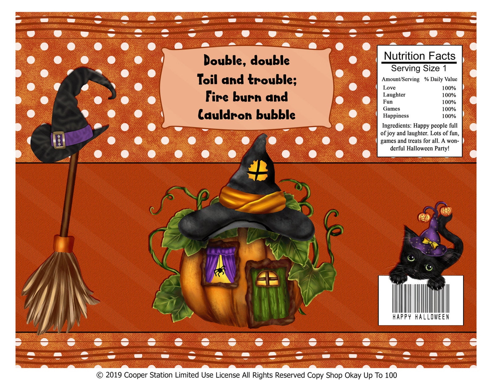 Printable Digital Halloween Chip Bag - Treat Bag - Chip Bag - Witch ...