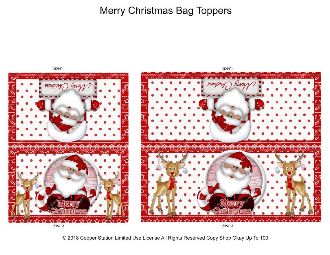 Digital Printable Christmas Bag Topper-treat Bag - Etsy