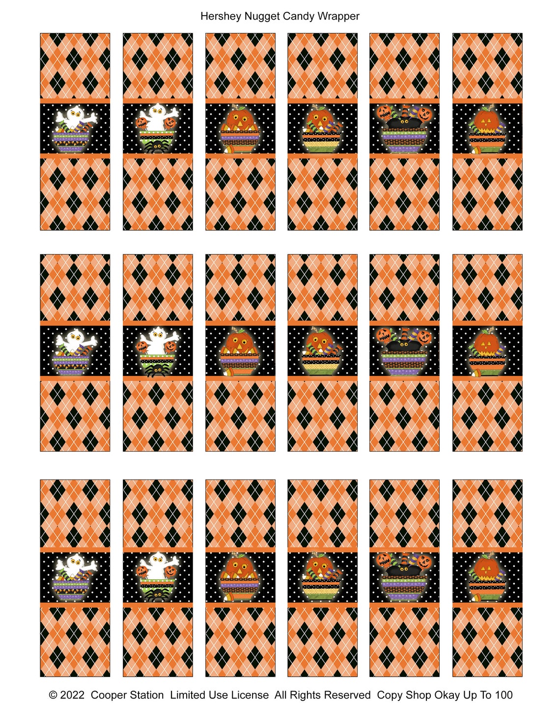 Digital Printable Ghost Hershey Nugget Halloween Candy Wrappers - Trick ...