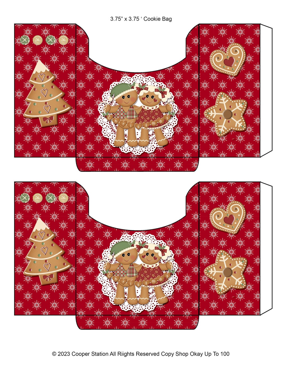 Christmas Cookie Bag - Small Gingerbread Cookie Bag 2 - Printable ...