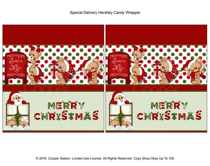 Printable Digital Merry Christmas Candy Bar Wrapper Hershey Candy Bar ...