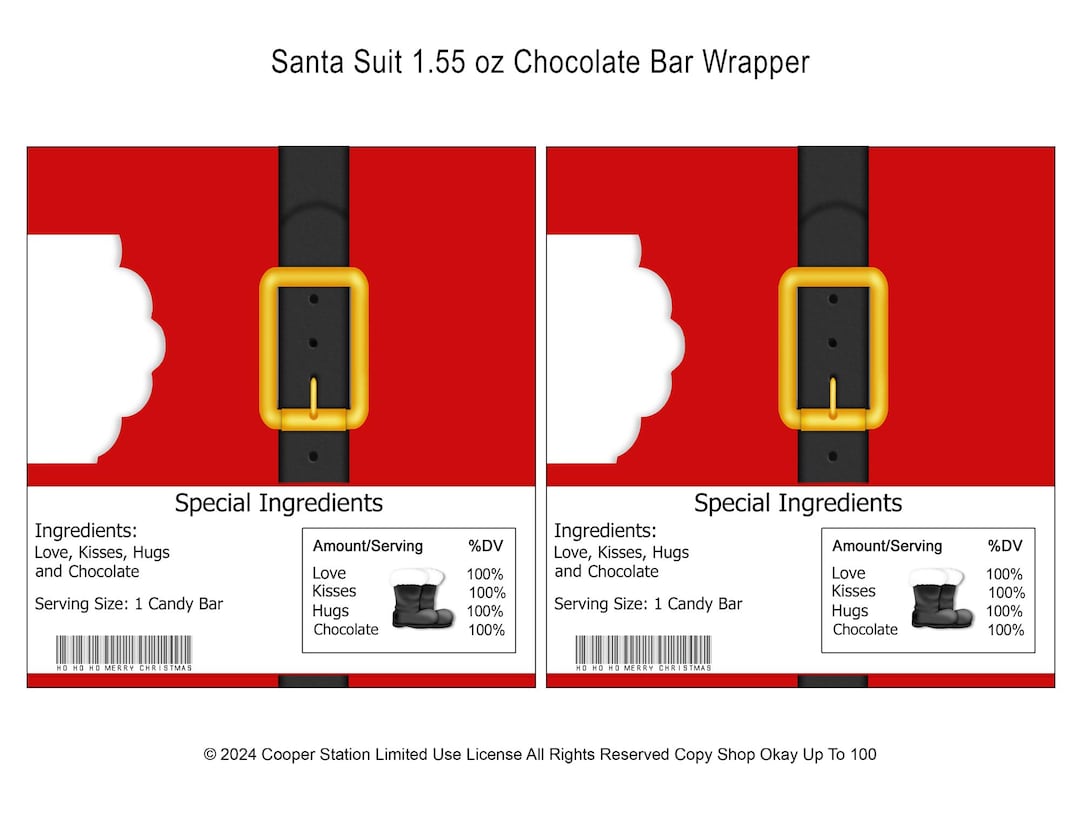 Santa Suit Chocolate Bar Wrapper - Etsy