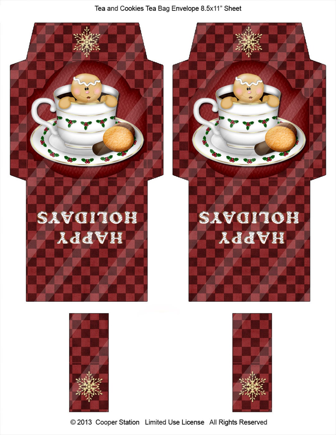 Digital Printable Tea Bag Wrapper Tea and Cookies Theme - Etsy