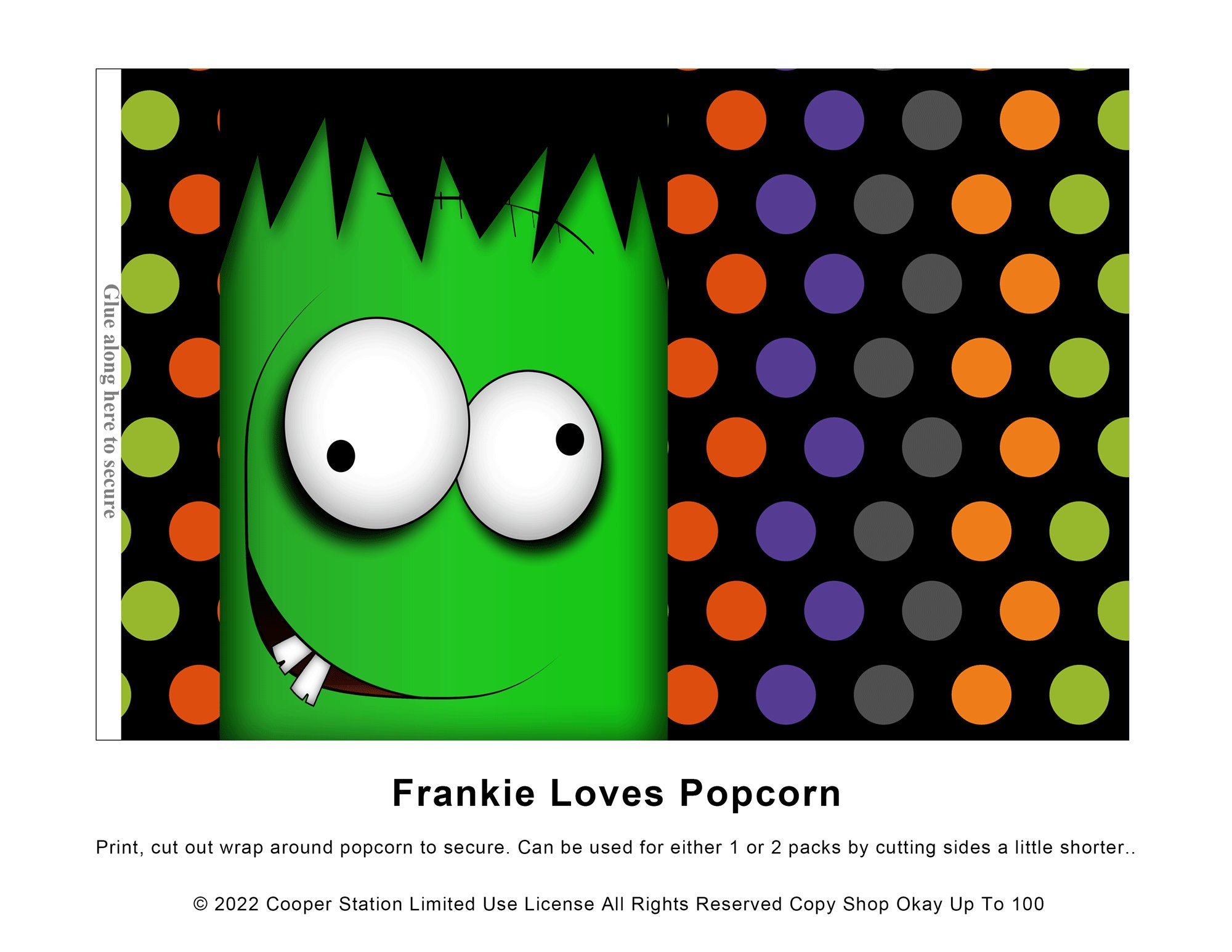 Digital Printable Frankie Loves Popcorn Wrapper - Halloween Popcorn ...