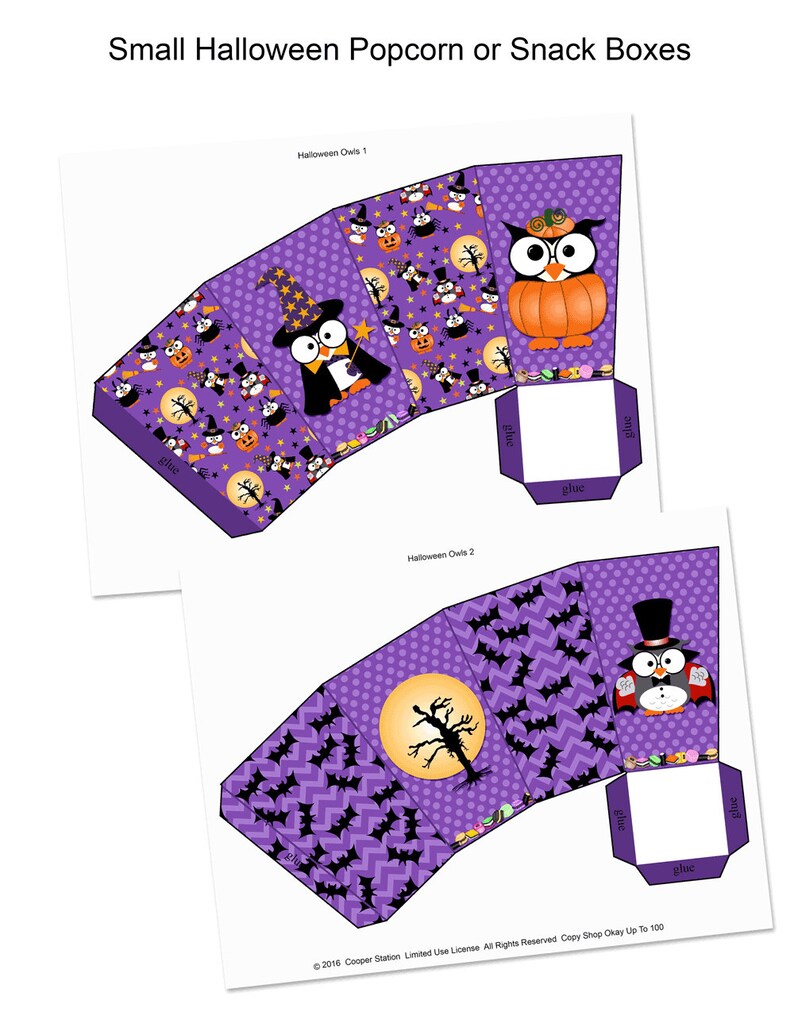 Digital Printable Small Halloween Popcorn or Snack Boxes Set - Etsy
