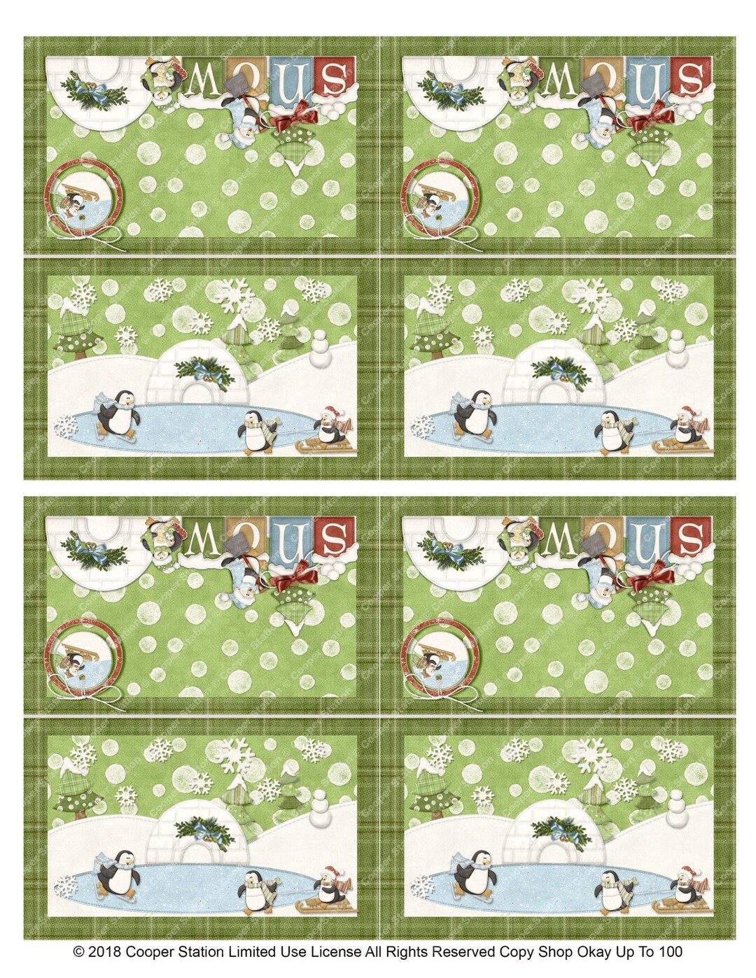 Digital Printable Bag Topper-treat Bag Toppers-penguins -christmas ...