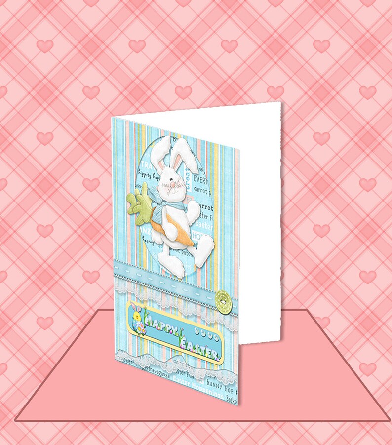 Digital Printable Easter Greeting Card 5 X 7 - DIY Bunny Greeting Card ...