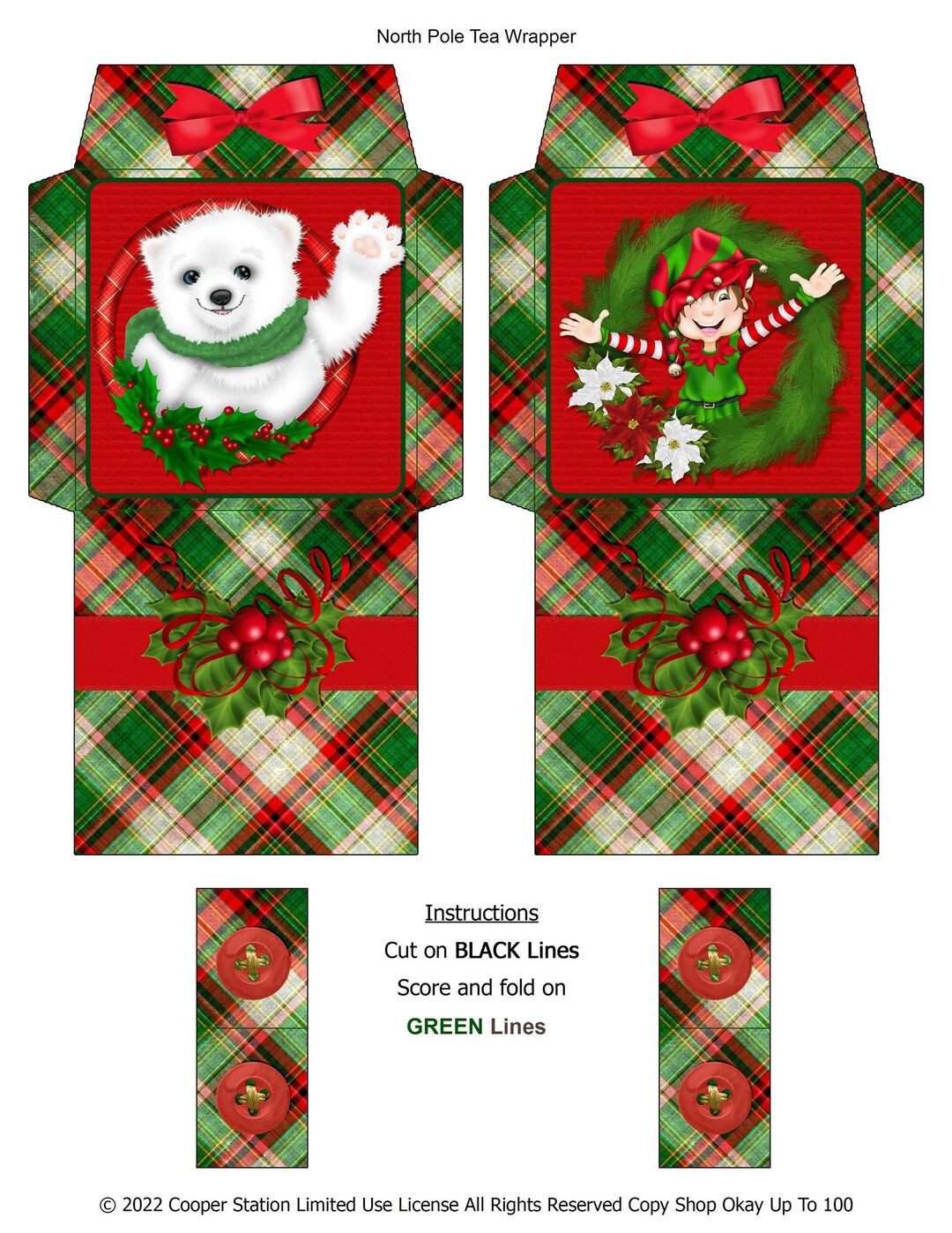 Digital Printable Holiday Tea Bag Envelope - Christmas Tea - Tea Bag ...