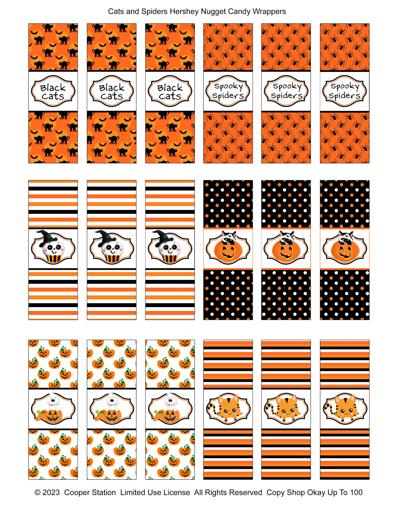 Black Cat Nugget Halloween Candy Wrapper Tray and Bag Topper Set ...