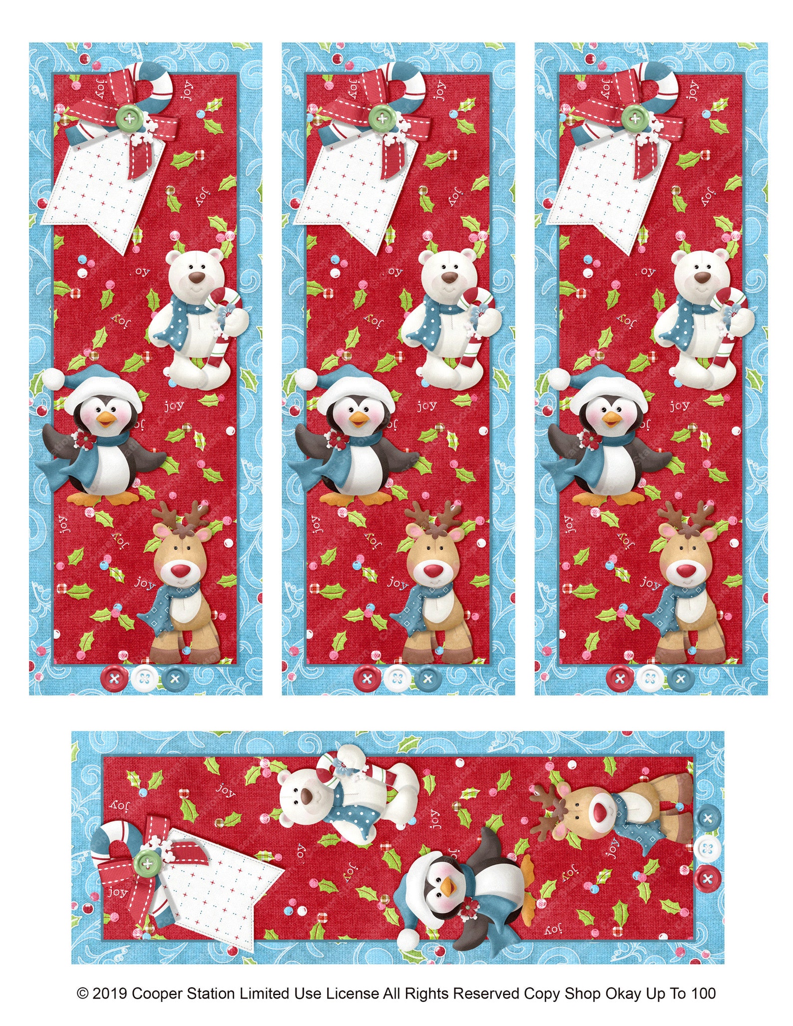 Holiday Bookmark Christmas Book Marker Rectangular Christmas Gift Tag ...