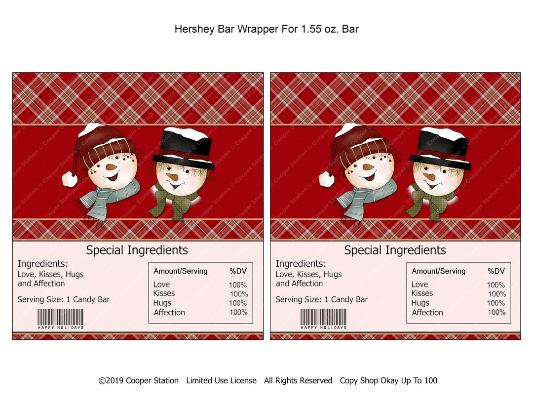 Digital Printable Hershey Candy Bar Wrapper- Instant Download ...