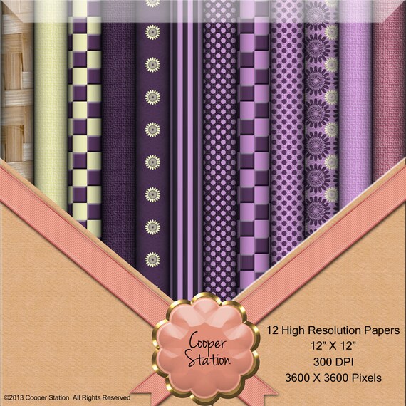 Digital Paper Pack Shades of Purple and Yellow DP009 | Etsy